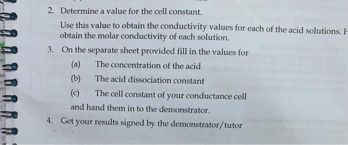 Solved 2. Determine a value for the cell constant of a dip | Chegg.com