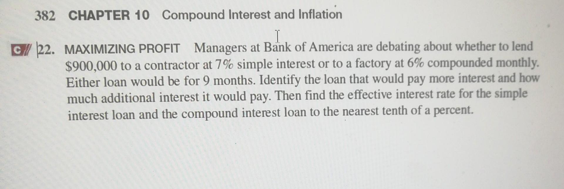 Solved 382 CHAPTER 10 Compound Interest and Inflation 22. | Chegg.com