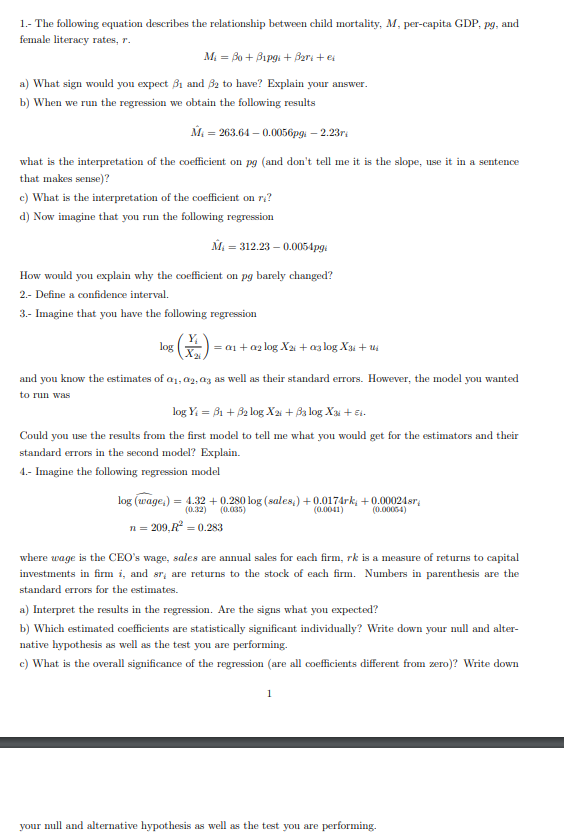 Solved 1.- ﻿The following equation describes the | Chegg.com