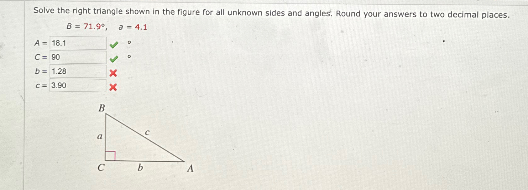 Solved Solve the right triangle shown in the figure for all | Chegg.com