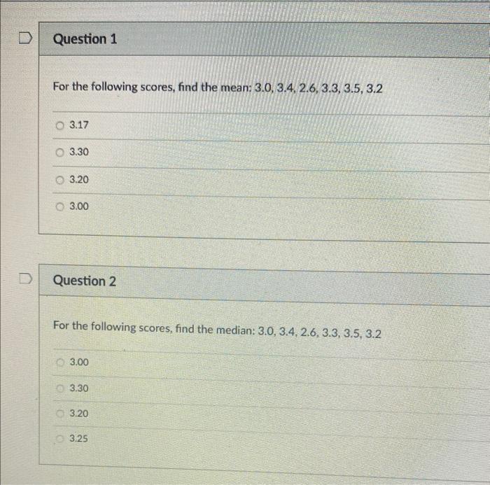 Solved For the following scores, find the mean: | Chegg.com
