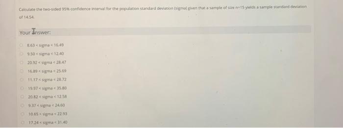 Solved Calculate the two-sided 95% confidence interval for | Chegg.com