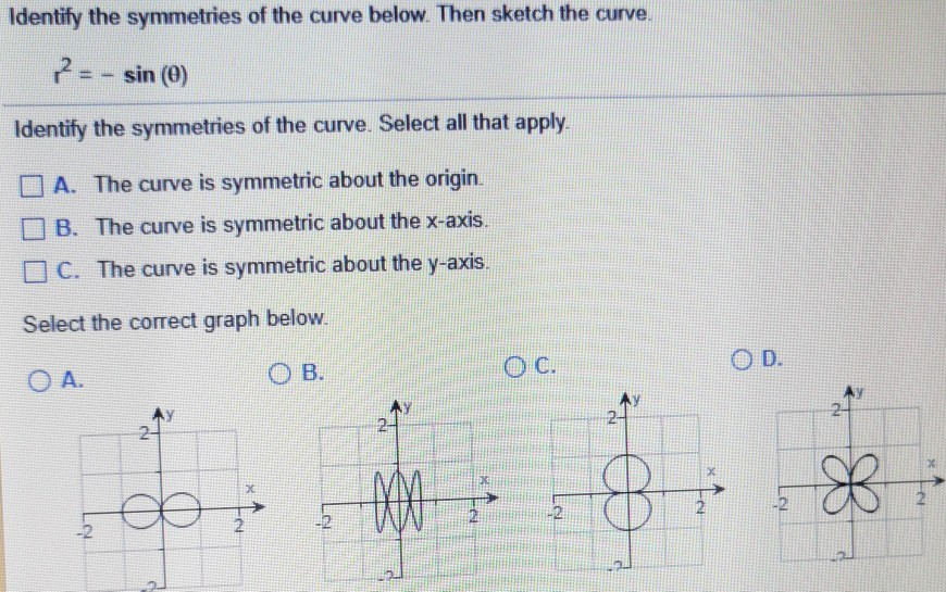 Solved Identify the symmetries of the curve below. Then | Chegg.com