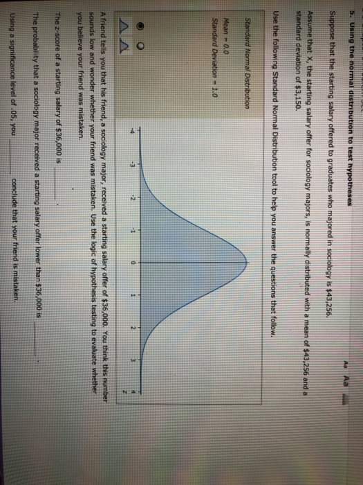 Solved 5. Using the normal distribution to test hypotheses | Chegg.com
