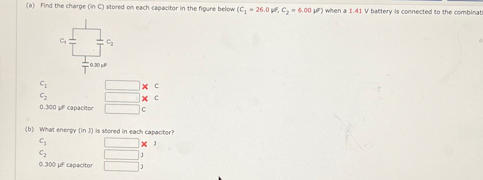 Solved (a) ﻿Find the charge (in C) ﻿stored on each capacitor | Chegg.com