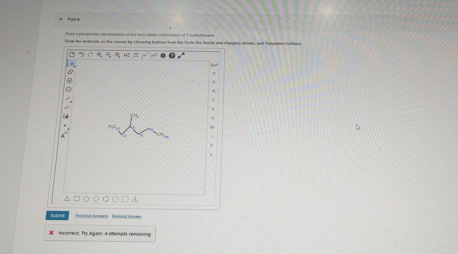 Solved Draw a perspective representation of the most stable | Chegg.com
