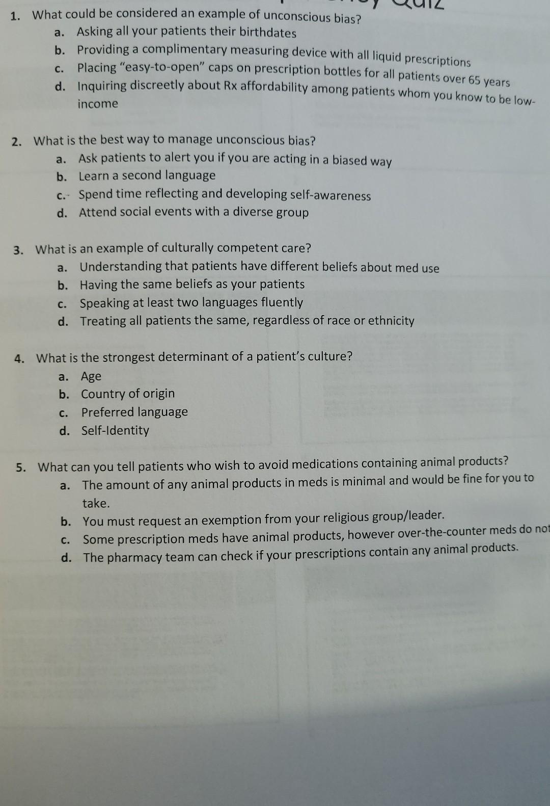 1. What could be considered an example of unconscious | Chegg.com