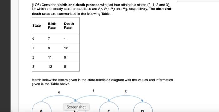 Solved (LOS) Consider a birth-and-death process with just | Chegg.com