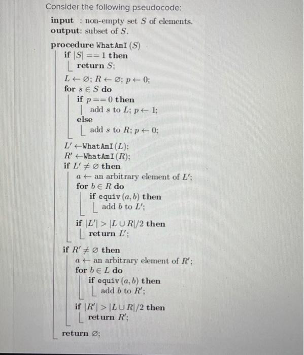 Solved Consider the following pseudocode: input : non-empty | Chegg.com