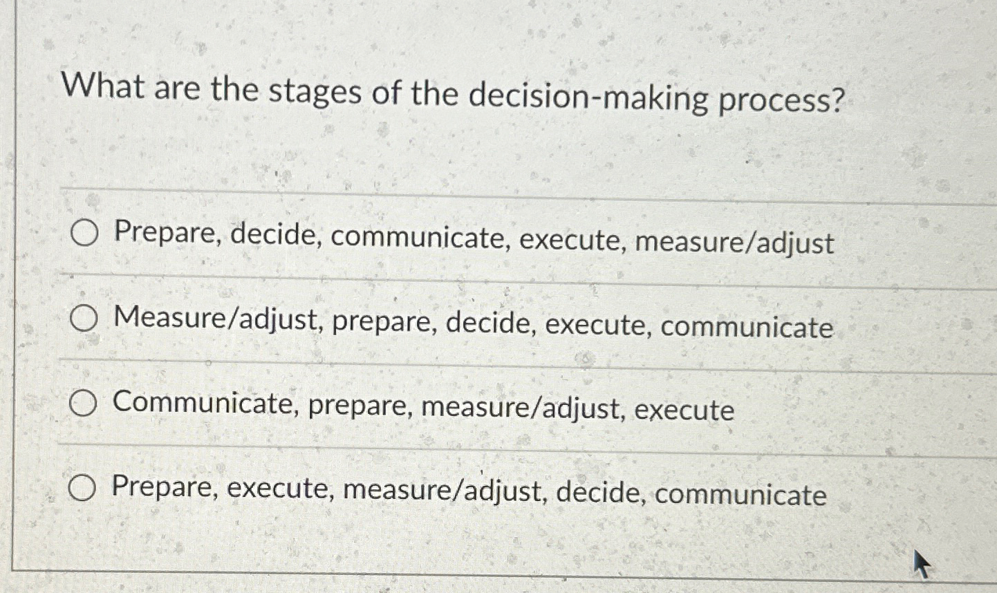 Solved What are the stages of the decision-making | Chegg.com