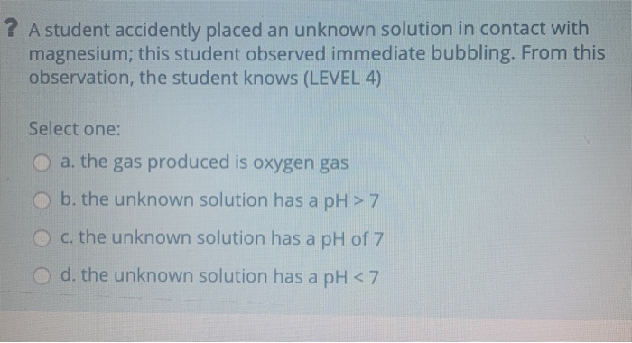 Solved ? A student accidently placed an unknown solution in | Chegg.com