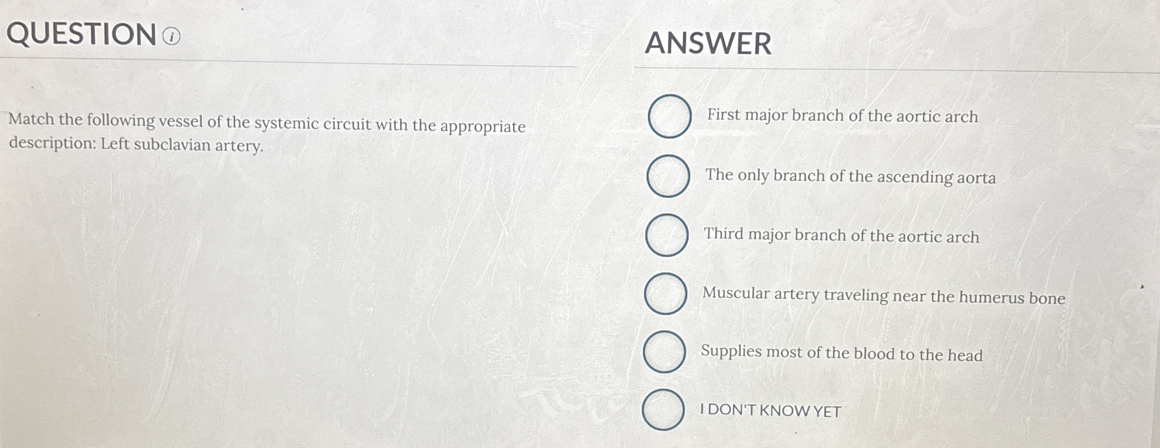 Solved QUESTION (1)ANSWERMatch the following vessel of the | Chegg.com