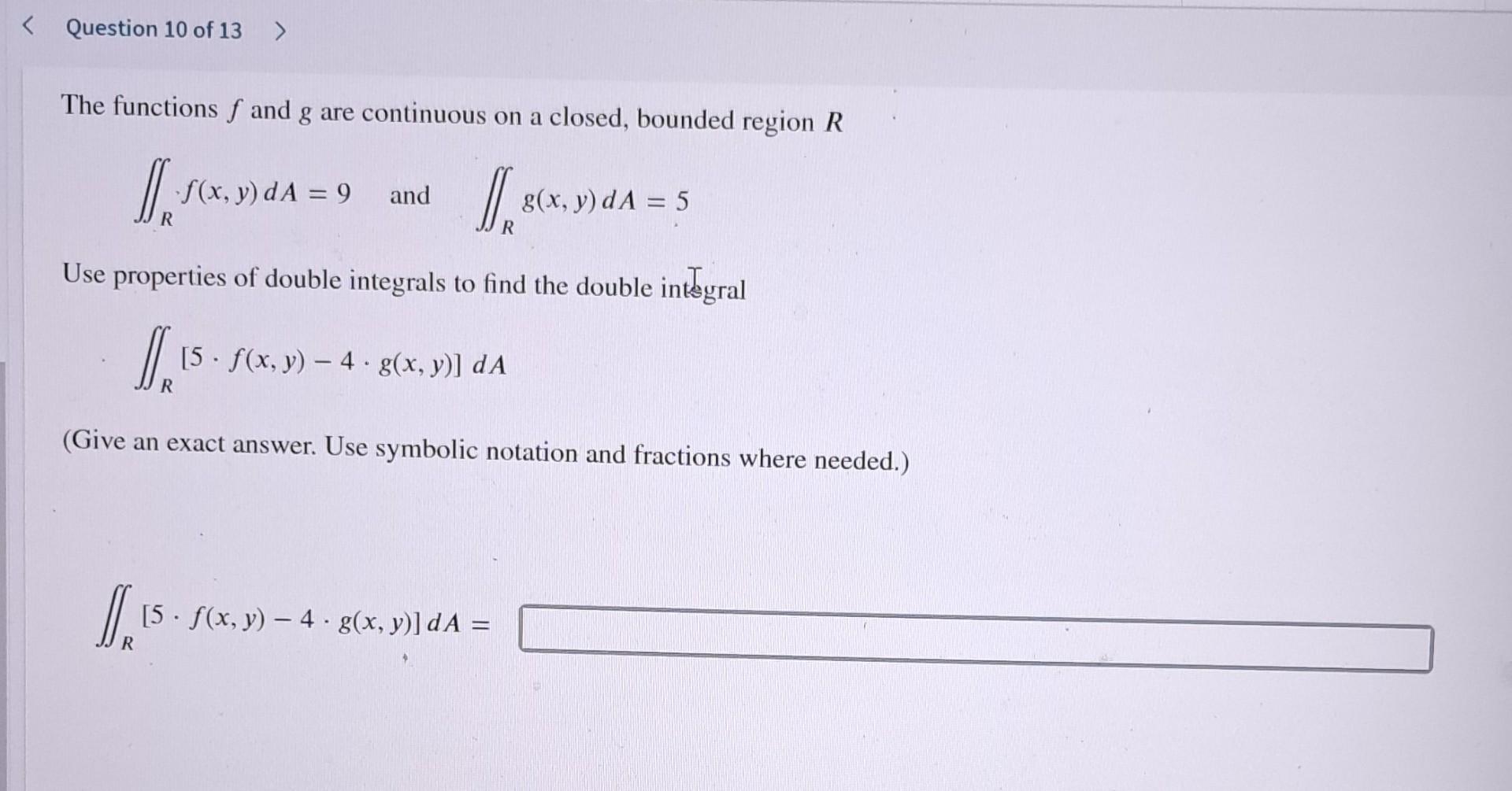 Solved The functions f and g are continuous on a closed, | Chegg.com