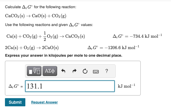 Solved Calculate \\\\Delta _(r)G\\\\deg for the following | Chegg.com