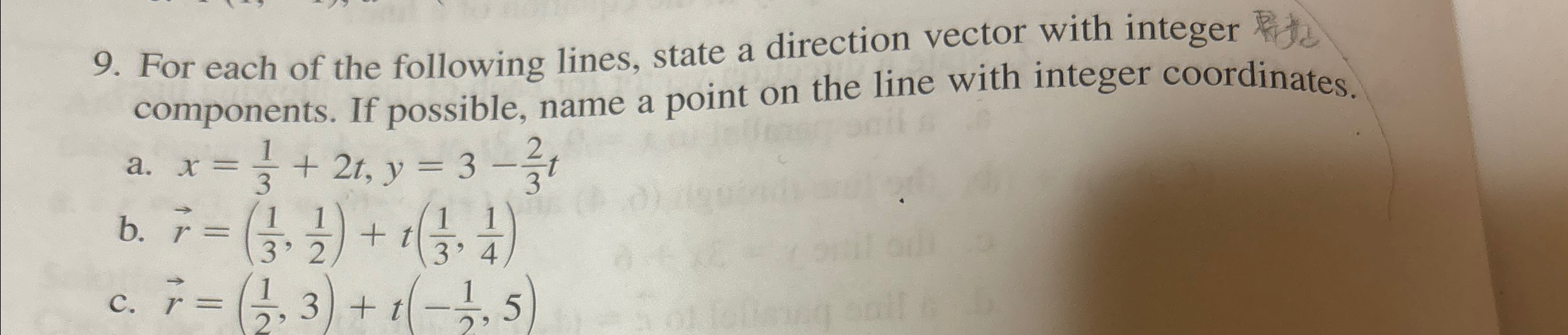 Solved For each of the following lines, state a direction | Chegg.com