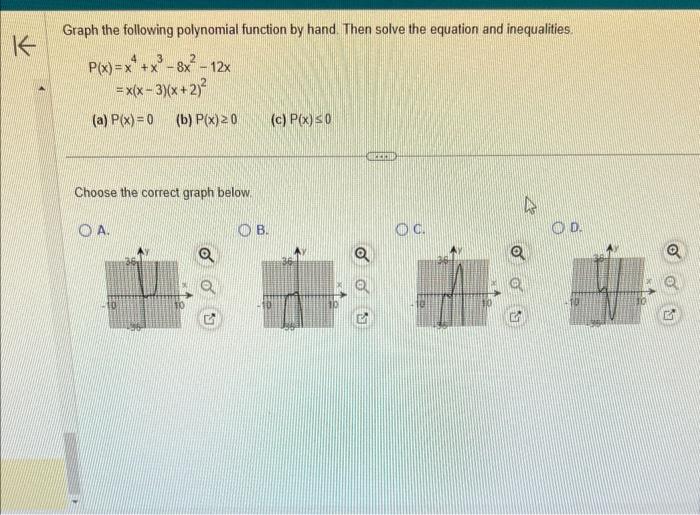 Solved Graph the following polynomial function by hand. Then | Chegg.com