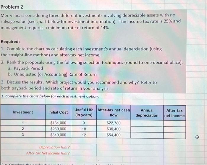 Solved 2a. Calculate the payback period for each investment | Chegg.com
