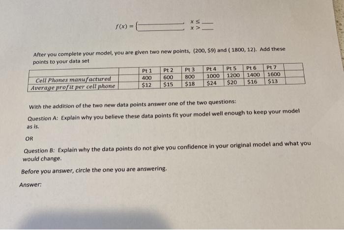 Solved Use the following data to create a piecewise model Pt | Chegg.com