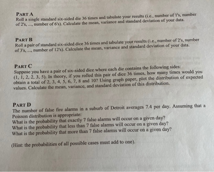 Solved PART A Roll a single standard six-sided die 36 times | Chegg.com