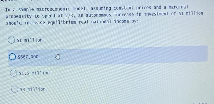 Solved In a simple macroeconomic model, assuming constant | Chegg.com