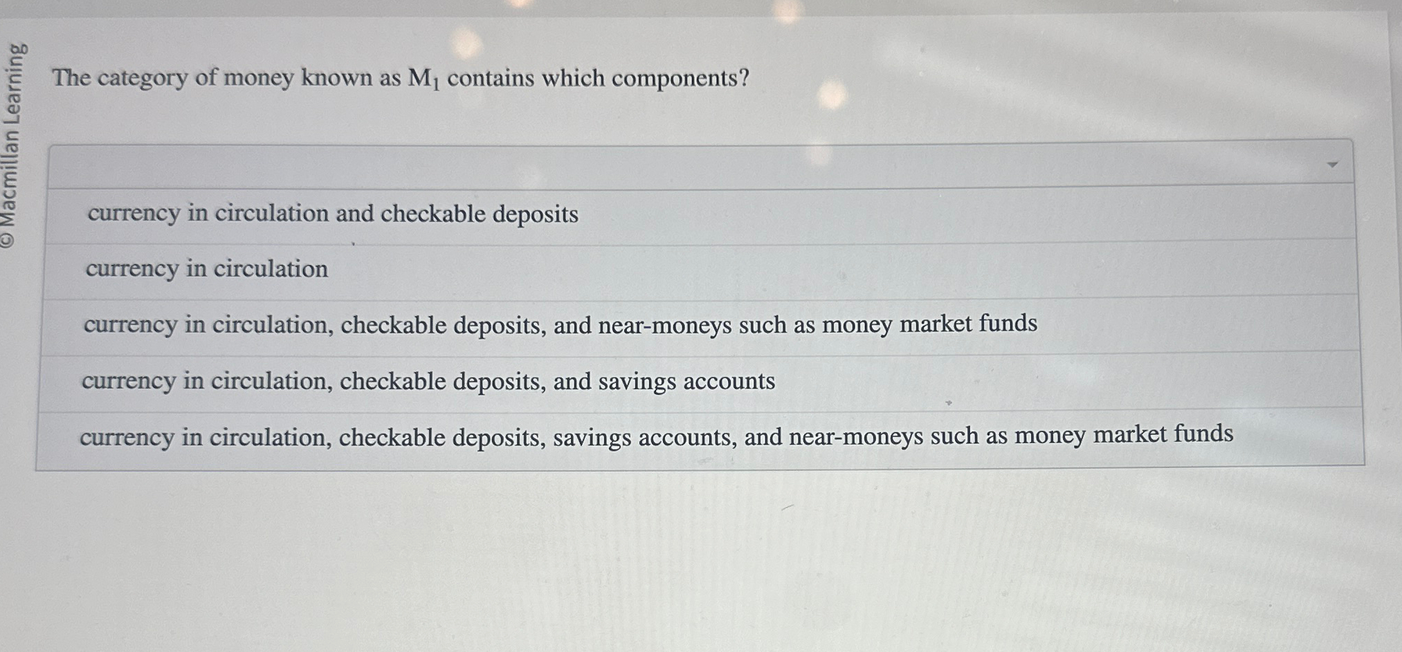 Solved The category of money known as M1 ﻿contains which | Chegg.com