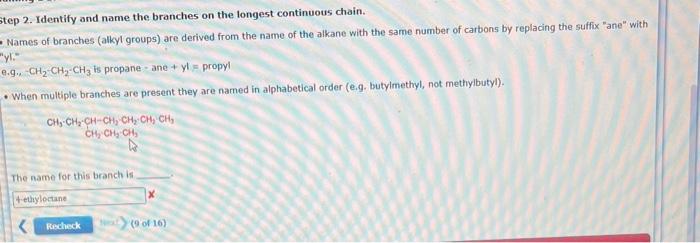 Solved tep 2. Identify and name the branches on the longest | Chegg.com