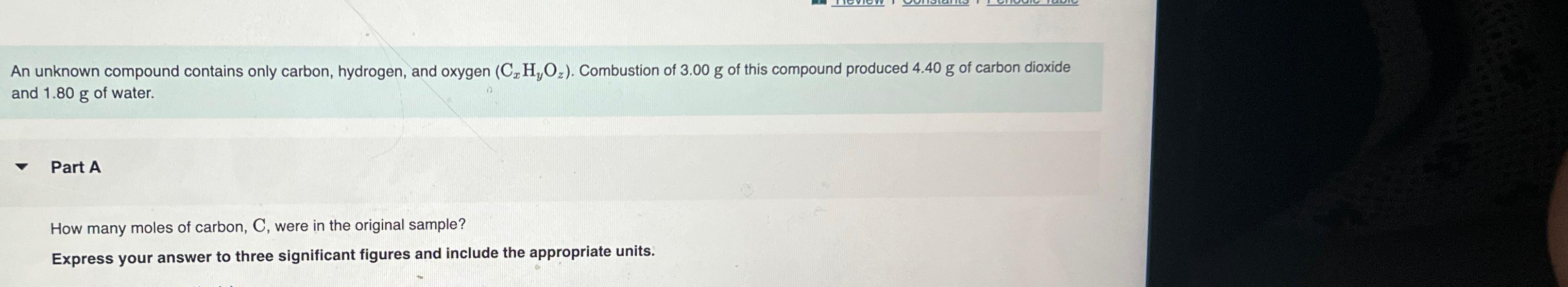 Solved An unknown compound contains only carbon, hydrogen, | Chegg.com