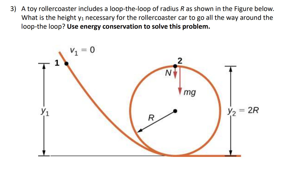 Solved A toy rollercoaster includes a loop-the-loop of | Chegg.com