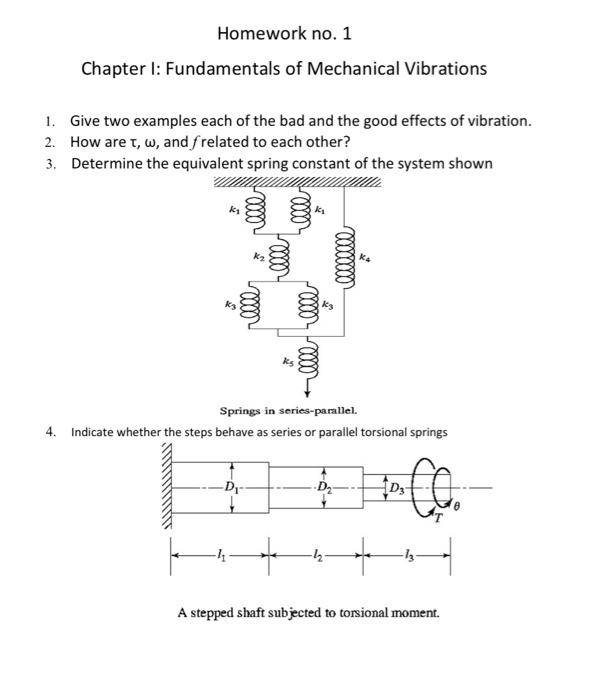 Solved Chapter I: Fundamentals of Mechanical Vibrations 1. | Chegg.com