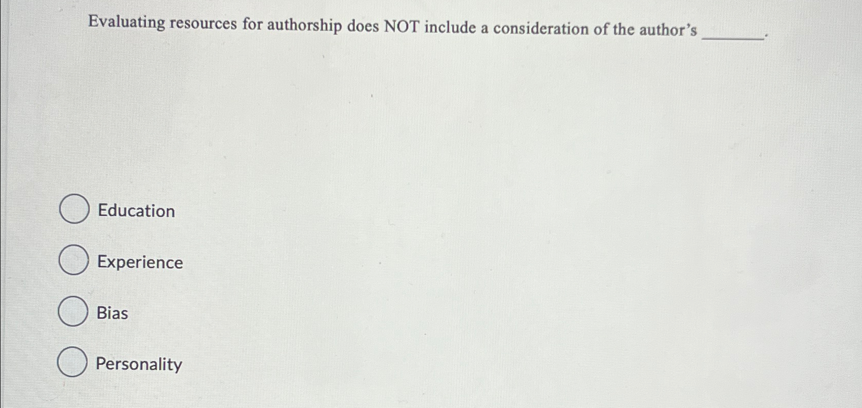 Solved Evaluating resources for authorship does NOT include | Chegg.com