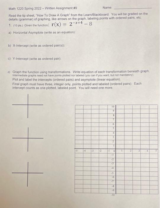Solved Math 1220 Spring 2022 - Written Assignment #9 Name: | Chegg.com