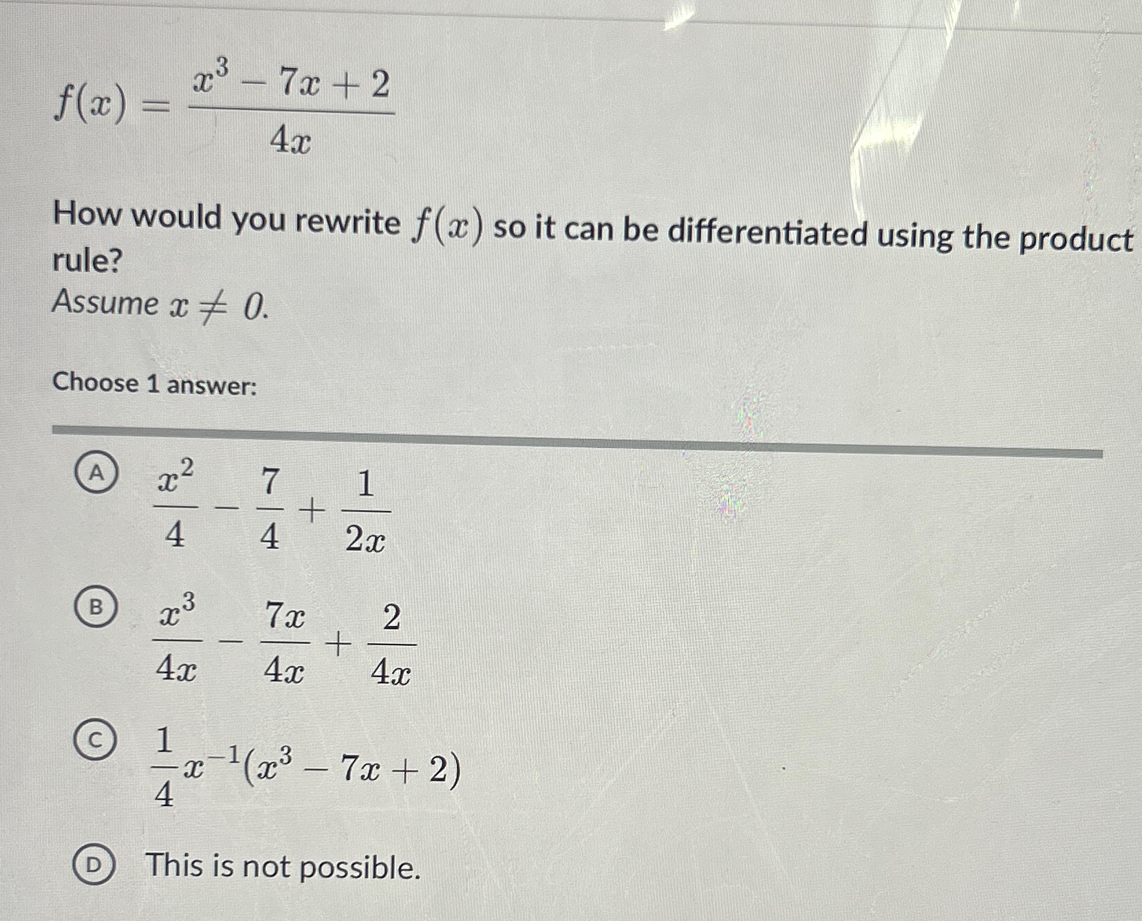 Solved f(x)=x3-7x+24xHow would you rewrite f(x) ﻿so it can | Chegg.com