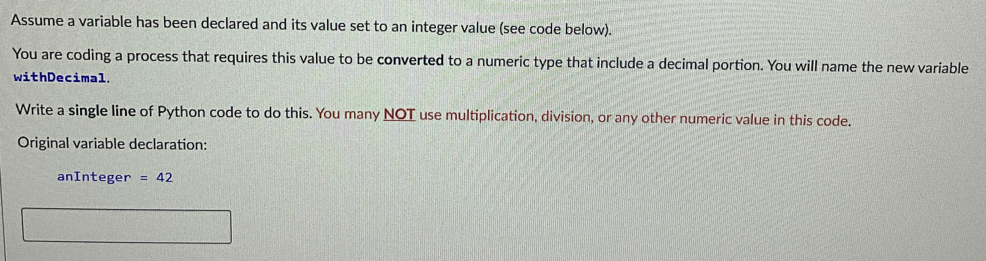Solved Assume a variable has been declared and its value set | Chegg.com