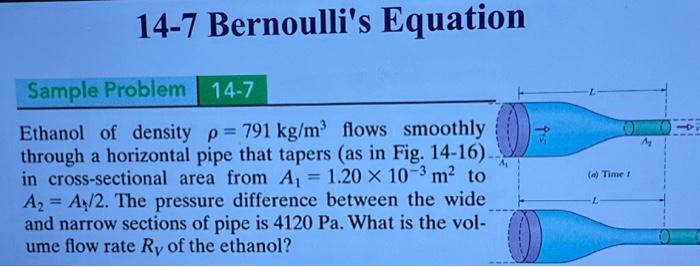Solved 14-7 Bernoulli's Equation Sample Problem 14-7 Ethanol | Chegg.com