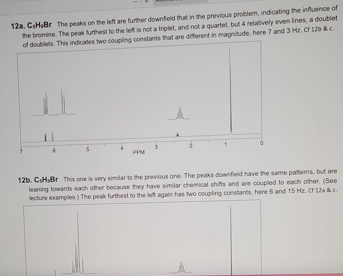 Solved 12a. C5H9Br The peaks on the left are further | Chegg.com
