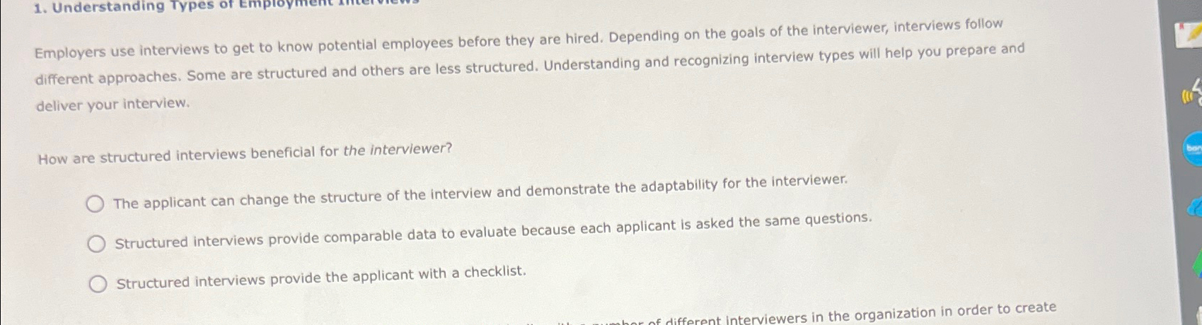 Solved Employers use interviews to get to know potential | Chegg.com