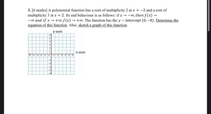 Solved 3. [6 marks] A polynomial function has a root of | Chegg.com