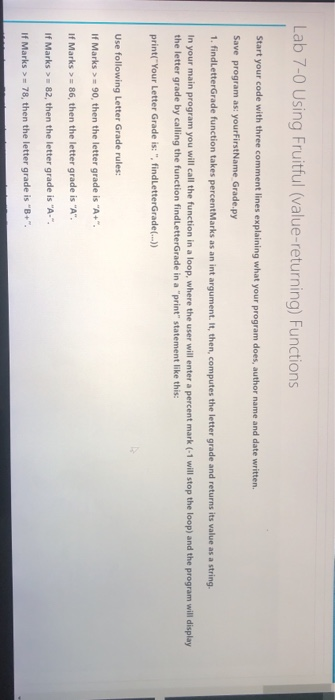 Solved Lab 7-0 Using Fruitful (value-returning) Functions | Chegg.com