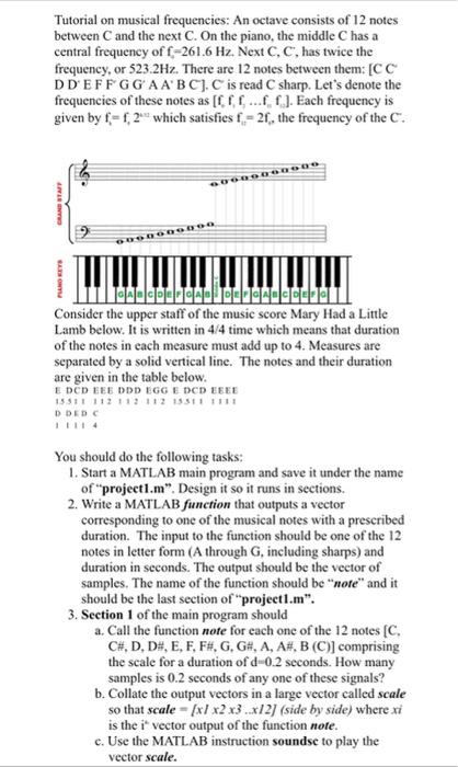 Tutorial on musical frequencies: An octave consists | Chegg.com
