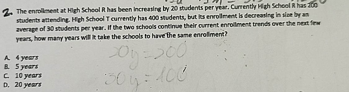 Solved The enrollment at High School R has been increasing | Chegg.com