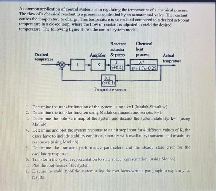 Solved A common application of control systems is in | Chegg.com