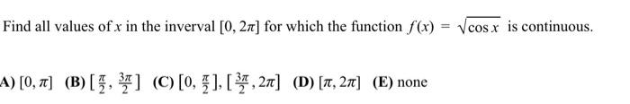 Solved Find all values of x in the inverval [0,2π] for which | Chegg.com