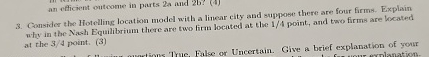 Solved Consider the Hotelling location model with a linear | Chegg.com
