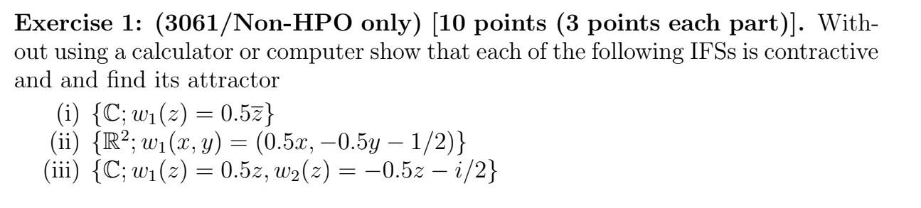Solved Exercise 1: (3061/Non-HPO only) [10 points (3 points | Chegg.com