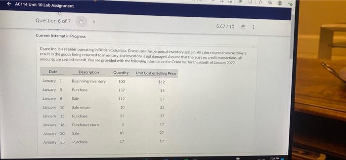 Solved Ac114 Unit 10 Lab Assignment Question 6 Of 7