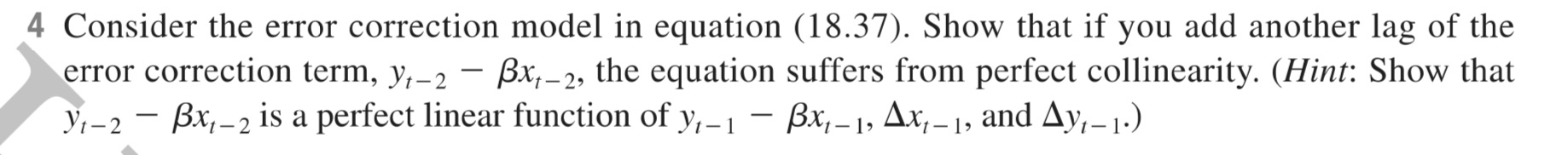 Solved 4 ﻿Consider the error correction model in equation | Chegg.com