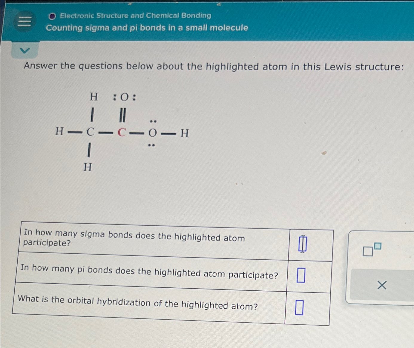 Solved Electronic Structure and Chemical BondingCounting | Chegg.com