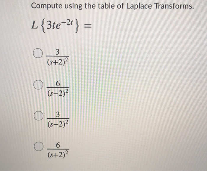 Solved Compute using the table of Laplace Transforms. | Chegg.com