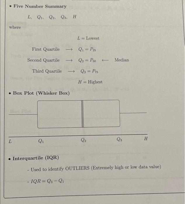 First Quartile Second Quartile Third Quartile H= | Chegg.com