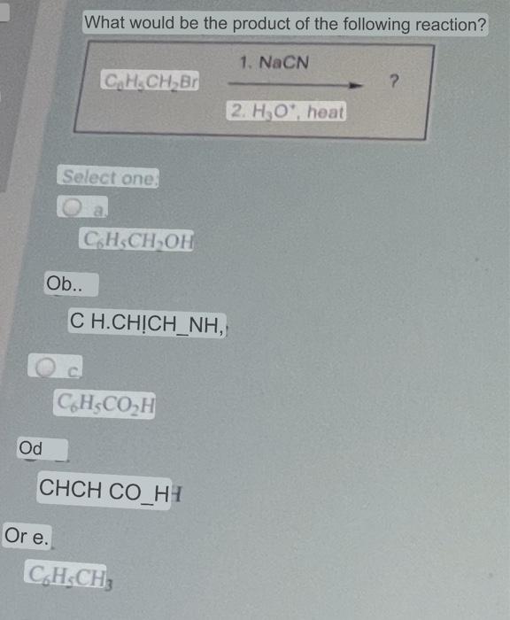 Solved What is the main organic product obtained from the | Chegg.com